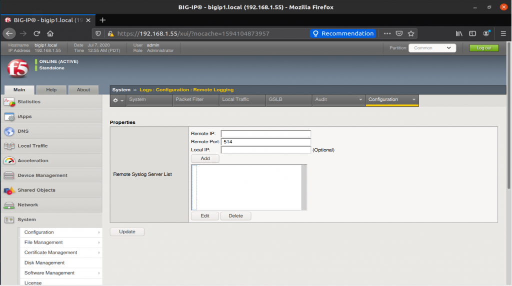 Configuring SYSLOG integration with F5 BIG-IP – PwnDefend